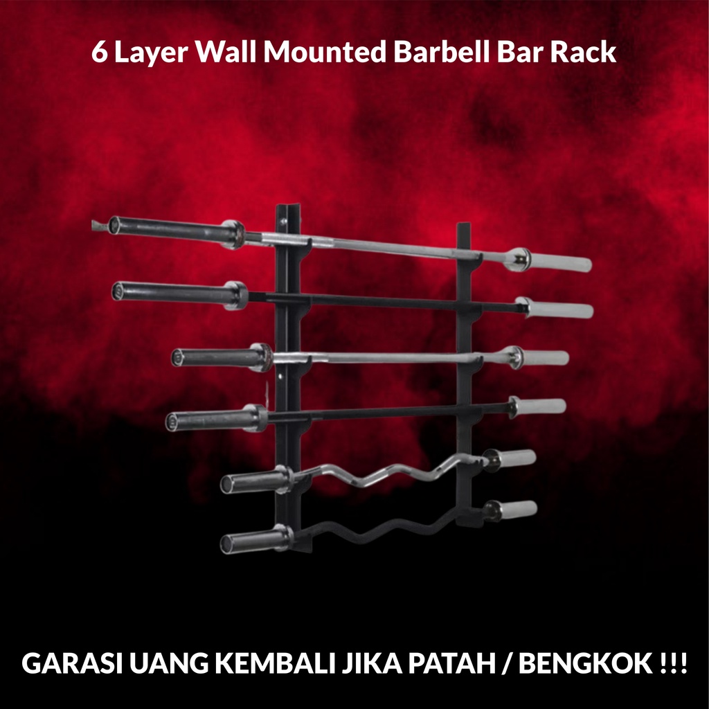 Jual Rack Stick Bar 6 Layer Wall Barbell Bar Rack Storage Bar Rack ...