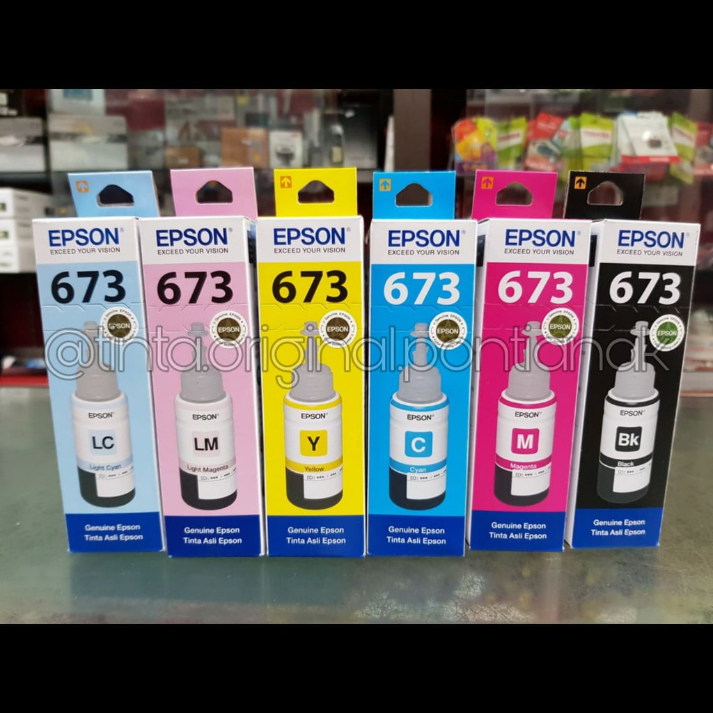 Jual TINTA EPSON 673 BK / C / M / Y / LC / LM ORIGINAL | Shopee Indonesia