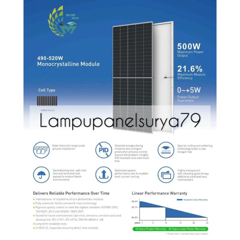 Jual Panel Surya sollar cell 500WP Mono (Maysun Solar) Indonesia|Shopee ...