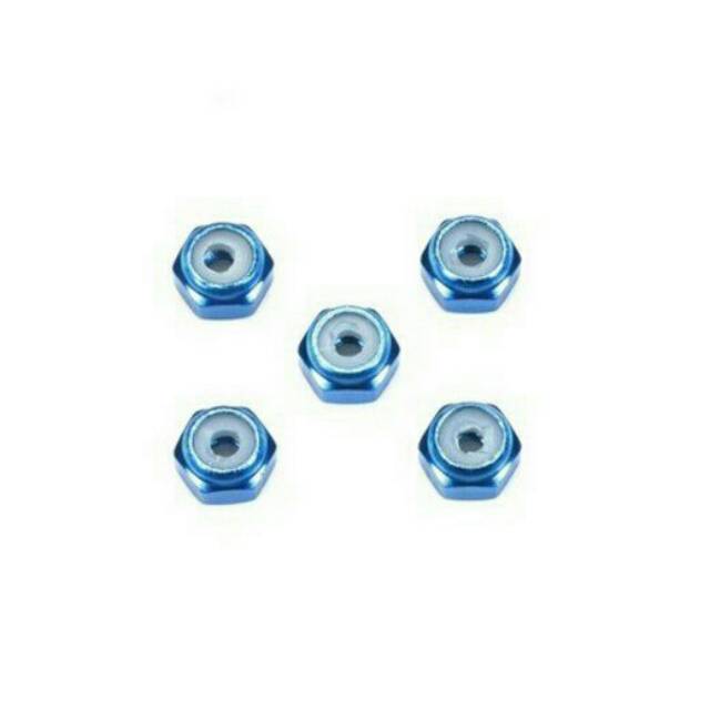 Jual Tamiya 2mm Aluminum Lock Nut Blue 5 pcs # 15500 | Shopee Indonesia