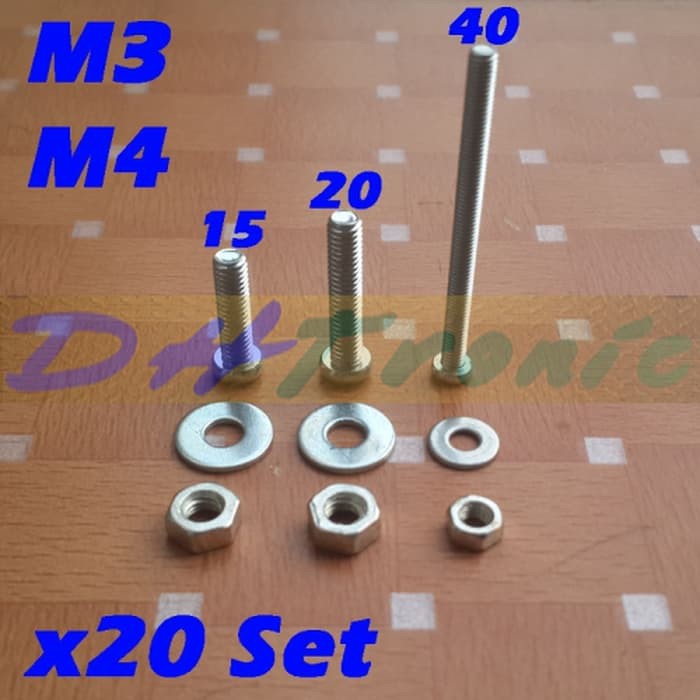 Jual x20 Set Baut Mur Ring Ukuran M3 - M4 isi 20 Set Ukiuran bisa Campur | Shopee Indonesia