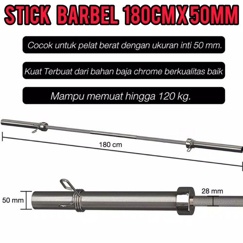 Jual STICK BARBEL BATANG BEBAN 180CM ANGKAT BEBAN | Shopee Indonesia