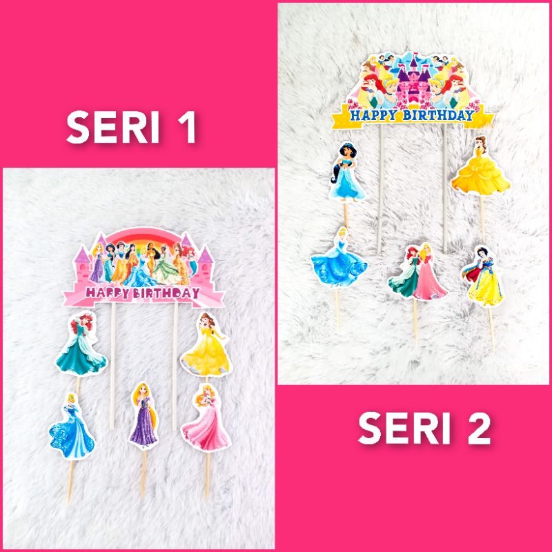 Jual cake topper/seri topper banner/topper PRINCESS/hiasan kue PRINCESS ...
