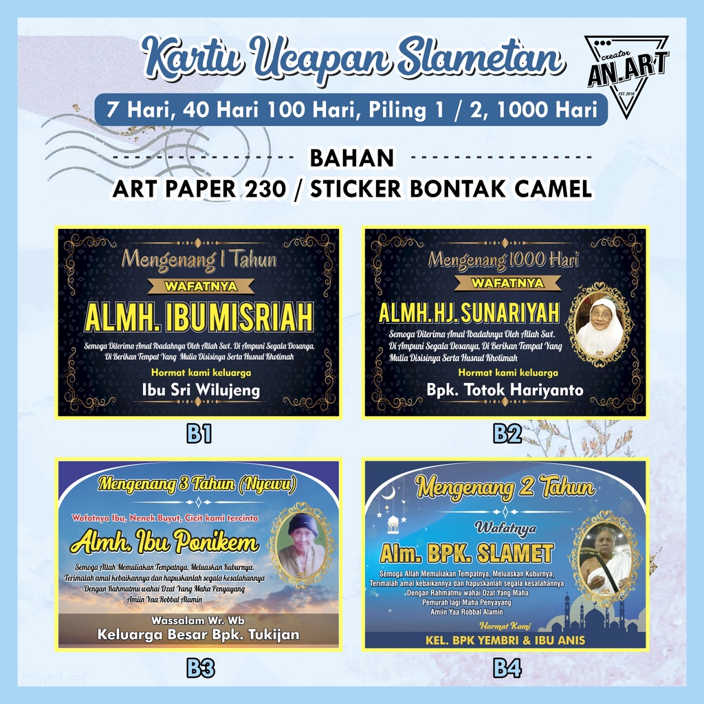 Jual Stiker Bontak kemasan / Stiker Slametan Wafat / Mengenang 40 Hari ...