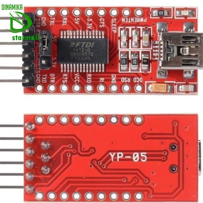 Jual Ft232Rl Ftdi Usb To Serial Ttl Modul 3V3 5V Ftdi To Ttl Converter ...