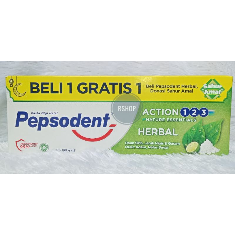 Jual Pepsodent Herbal Beli 1 Gratis 1 (netto: 190gram x 2)/Pasta Gigi ...