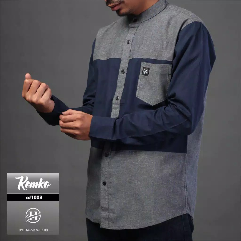 Jual KEMKO Kemeja Koko Lengan Panjang "HMS" Original Kombinasi 2 Warna ...