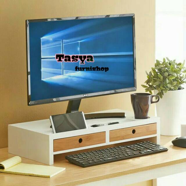 Jual Stand monitor / meja monitor kayu /stasionary desktop | Shopee ...