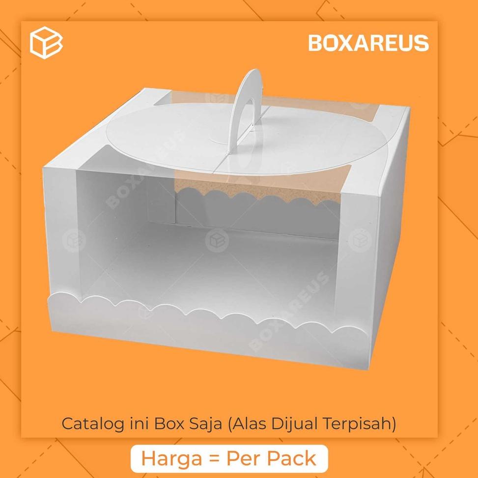 Jual Box Kue Mika Kotak Cake Packaging Transparan Dus Handle | White ...