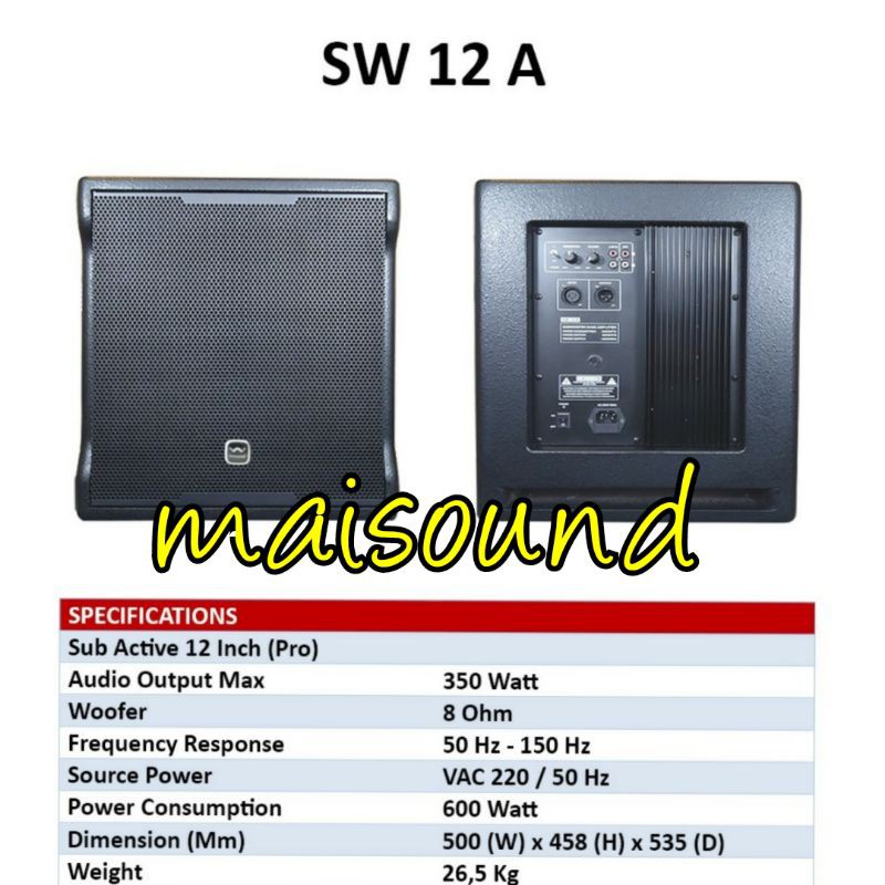 Jual SUBWOOFER AKTIF WISDOM SW 12A WISDOM SW12A SATUAN 12 INCH ORIGINAL | Shopee Indonesia