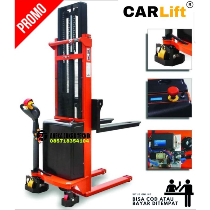 Jual Hand Stacker Semi Electric 1 Ton tinggi 3 meter meter CarLift ...