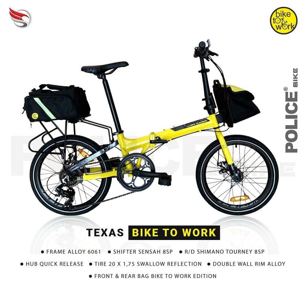 Jual Sepeda Lipat POLICE TEXAS BIKE TO WORK full aksesoris Kuning ...