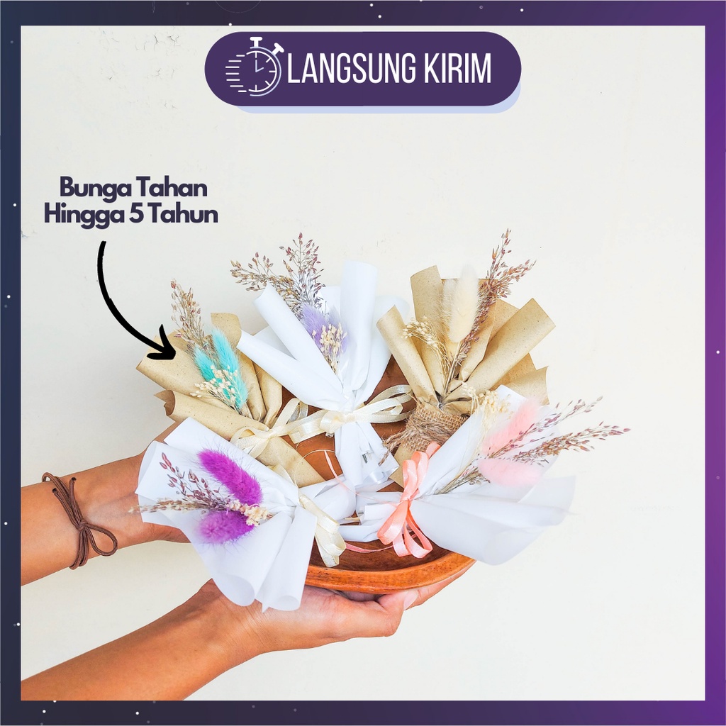Jual Mini Bouquet Dried Flower Buket Bunga Kering Lagurus Bunny Tail ...