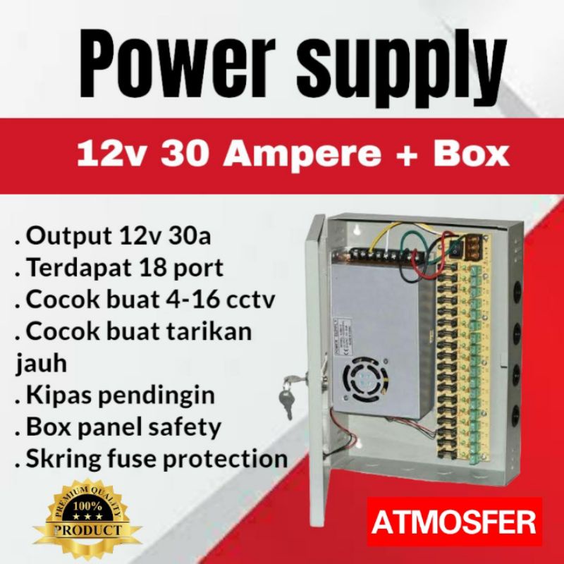 Jual POWER SUPLY CCTV 12V 30A BOX PANEL SKRING POWER SUPLY BOX 12V 30 ...