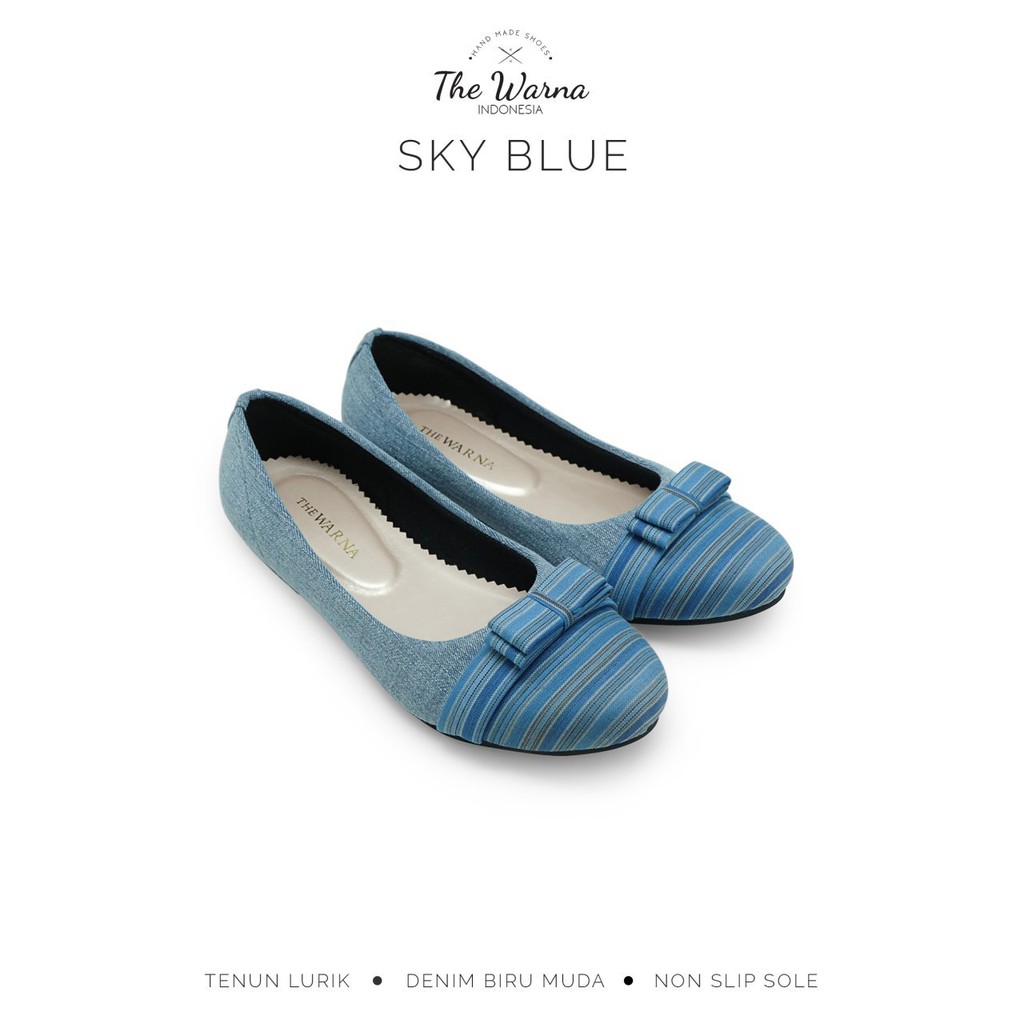 Jual Sepatu The Warna SKY BLUE Sepatu Wanita Flatshoes Kain Etnik Tenun ...