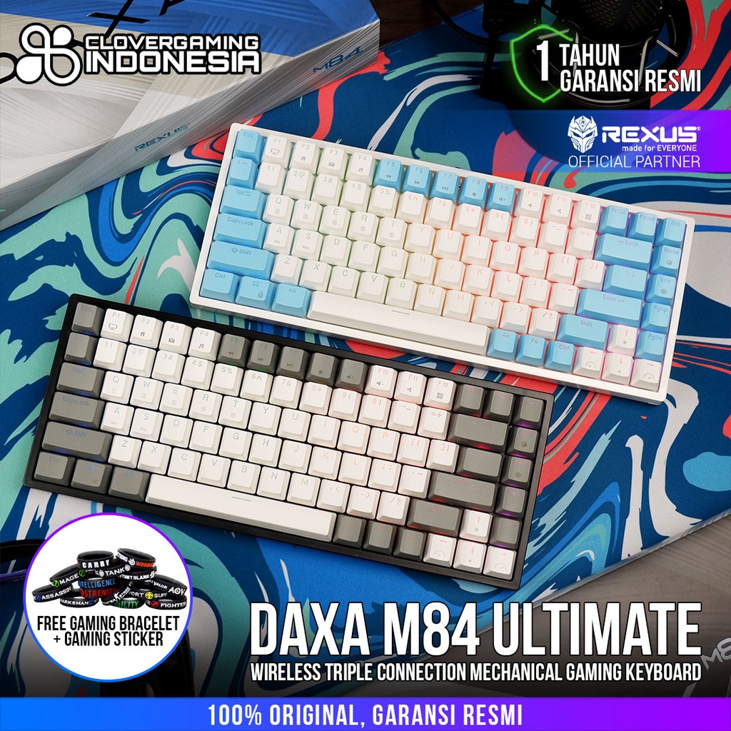 Rexus DAXA M84 Ultimate RGB - Triple Connection Mechanical Keyboard ...