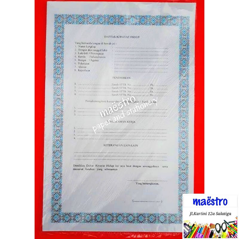 Jual Blangko Daftar Riwayat Hidup/CV, lamaran kerja | Shopee Indonesia
