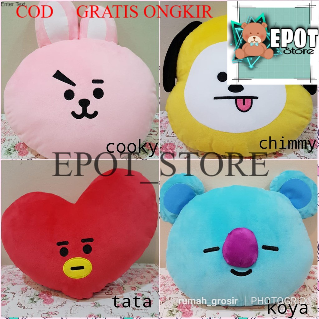 Bantal Boneka BT21 BTS Unofficial Tata Shooky Cooky Chimmy RJ Koya Mang ...