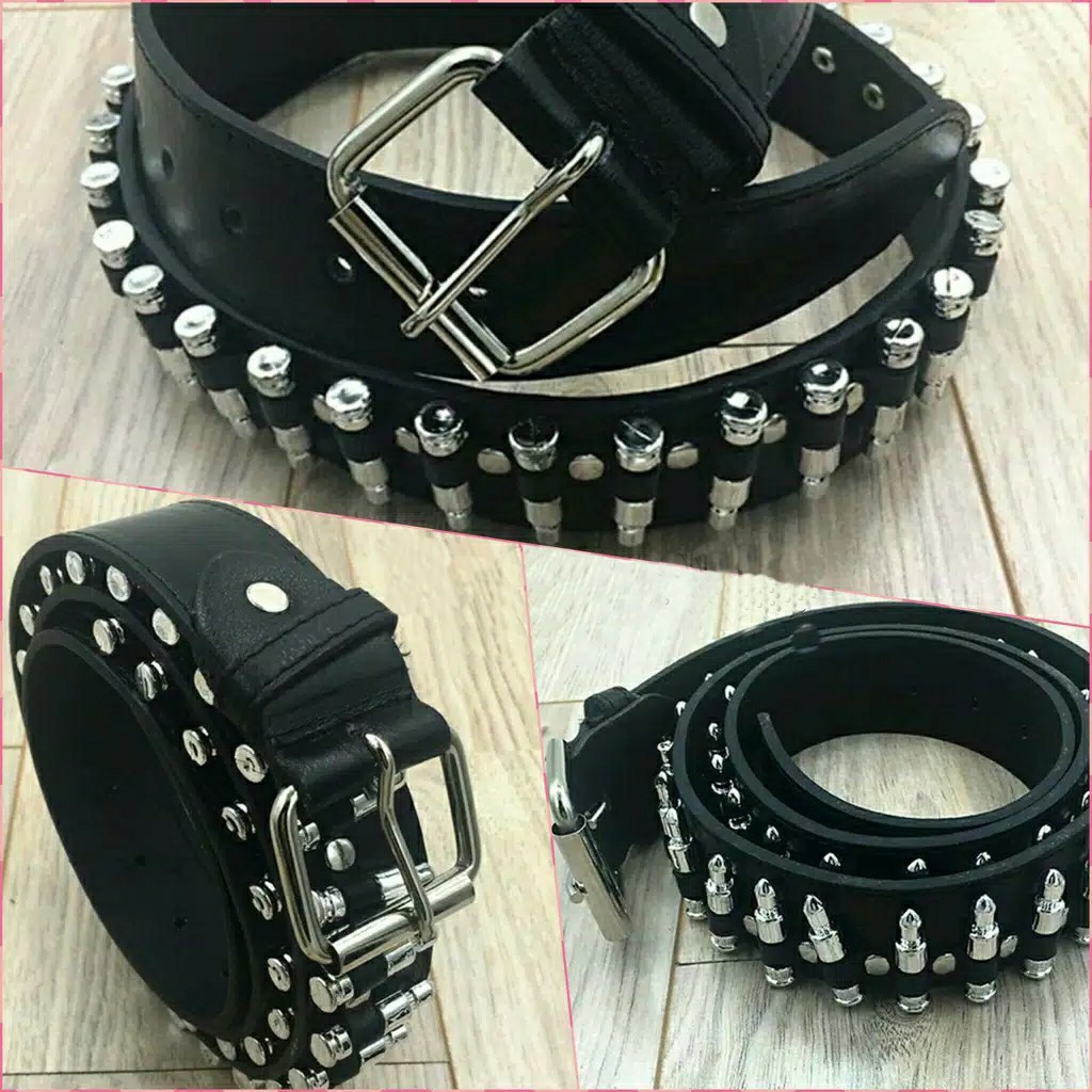 Sabuk Ikat Pinggang Kulit Peluru Gesper Amunisi Band Metal Punk Rock ...