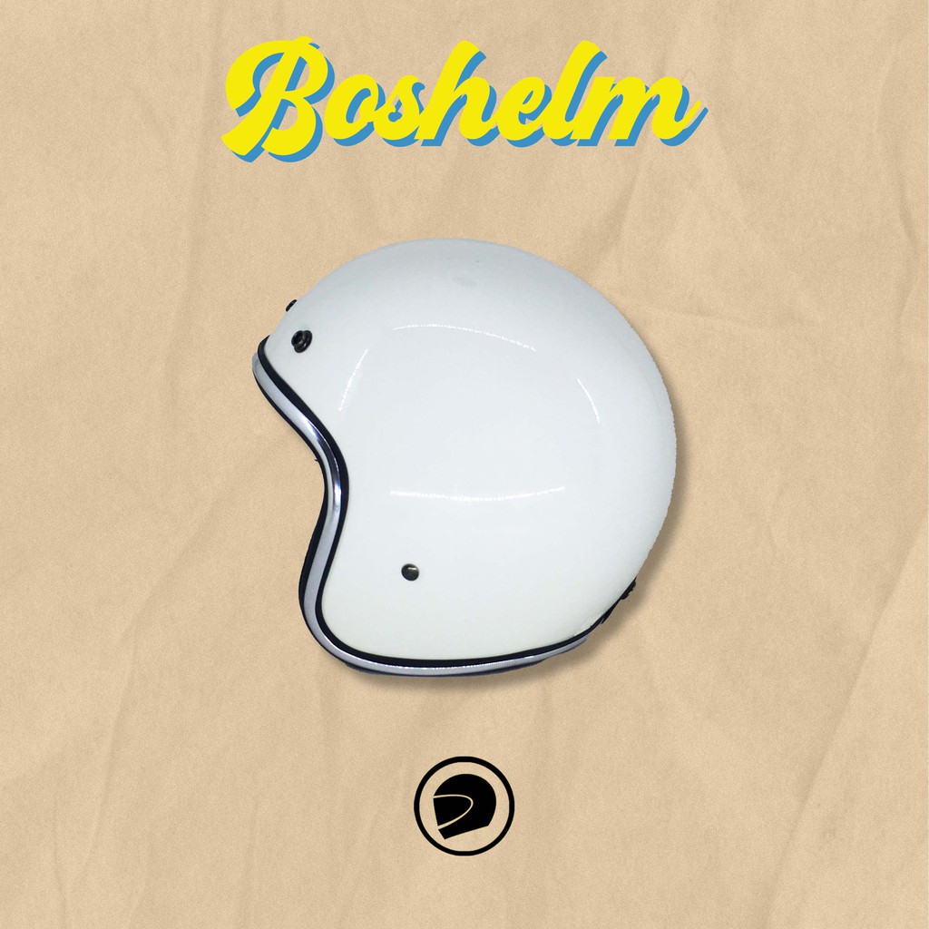 Jual Helm Bogo Retro Polos List Chrome PUTIH GLOSSY Helm Bogo Half Face ...