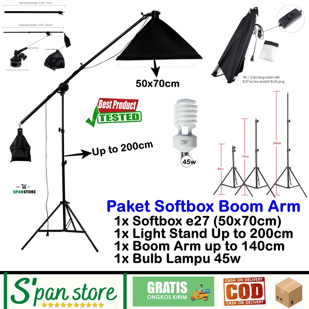 Jual Paket Boom Arm Softbox Lighting Studio 6 in 1 Lengkap | Shopee ...