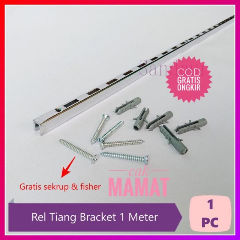 Jual Tiang bracket rel 1 meter /penyanggah rak display kaca | Shopee ...