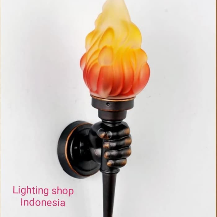 Jual L1001 Lampu dinding taman pilar waterproof api obor retro anti ...