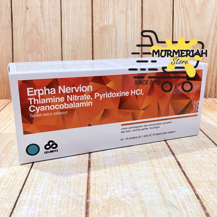 Jual ERPHA NERVION Box isi 100 tablet||Vitamin B1 B6 B12 Vit | Shopee ...