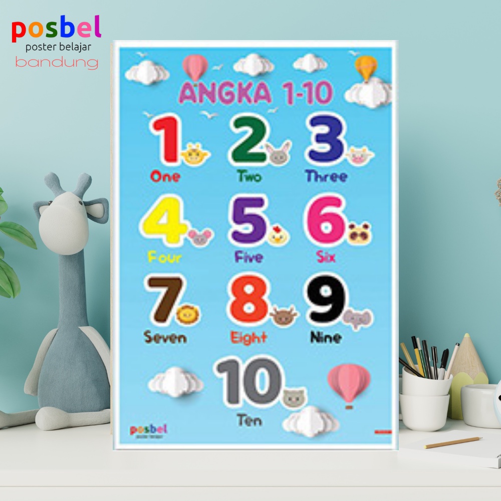 Jual Posbel pengenalan Angka 1 - 10 POSTER EDUKASI Anak Bawah Lima ...