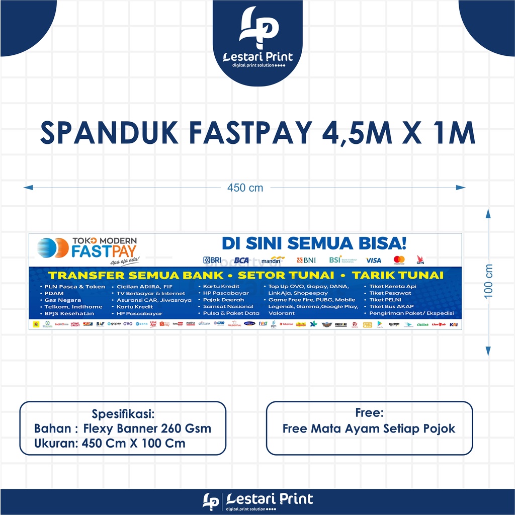 Jual SPANDUK BANNER TOKO MODERN FASTPAY / 4,5M X 1M / LESTARI PRINT ...