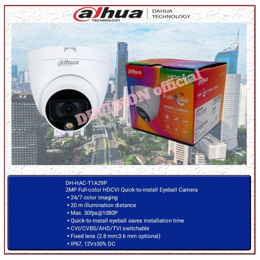 Jual CAMERA CCTV DAHUA FULL COLOR T1A29P INDOOR 2MP / RESMI | Shopee ...