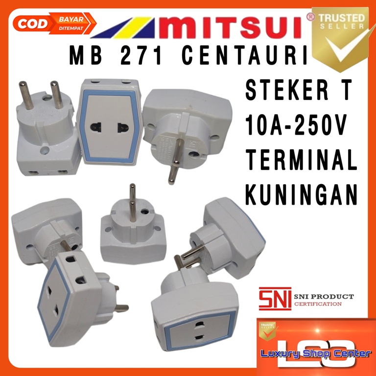 Jual Stop kontak cabang 3 steker T datar Mitsui centauri MB271 SNI ...