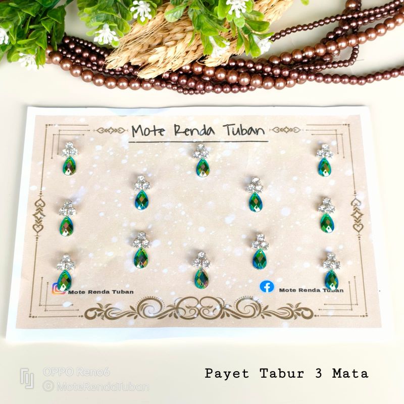 Jual Payet Tabur 3 mata| Payet Kristal Jahit | Shopee Indonesia