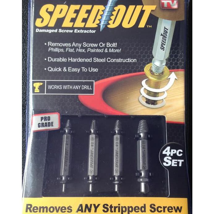 Speed Out As Seen on Tv Damaged Screw Remover Extractor Tool 4 Pc ...