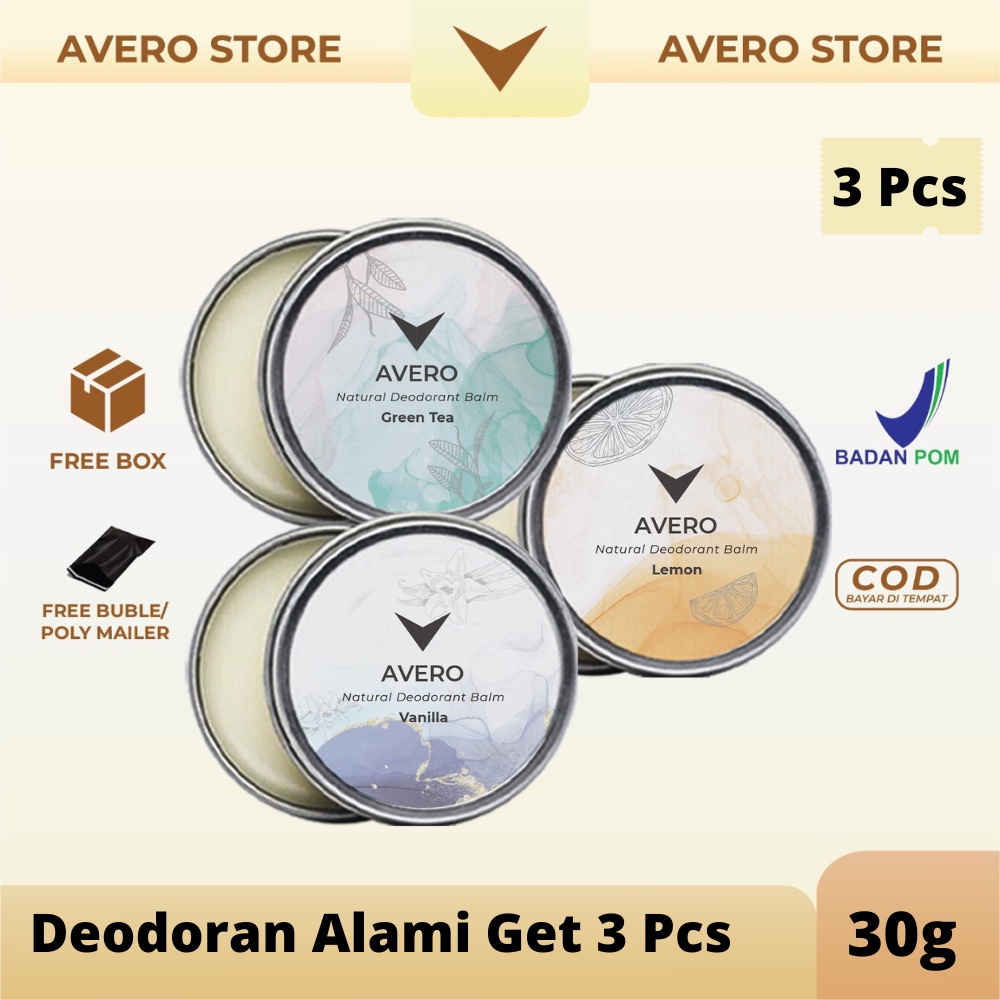 Jual AVERO Paket Hemat Get 3pcs Solid Deo Balm Tanpa Alkohol, Alumunium & Pengawet - 30g ...