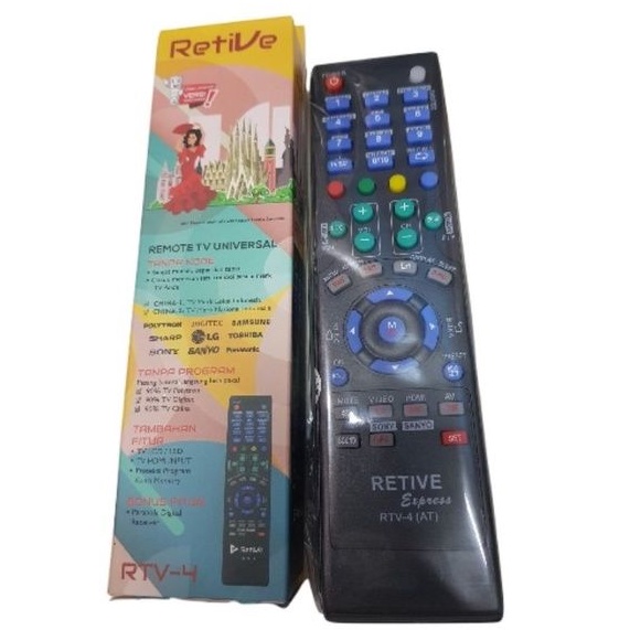 REMOTE TV UNIVERSAL RETIVE RTV-4 serba bisa untuk TV tabung, LCD, LED ...