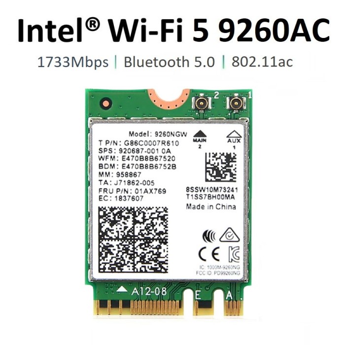 Jual Intel WiFi 5 9260AC Wireless Card Bluetooth 5 M.2 NGFF 9260NGW 9260 AC | Shopee Indonesia