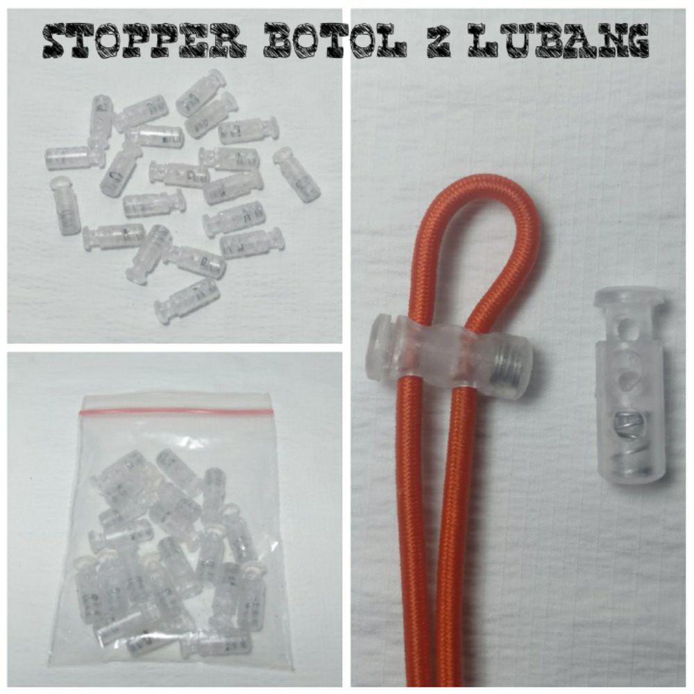 Jual Unik Stopper Botol Stoper 2 Lubang Tali Serut Pengunci Tali Cord ...