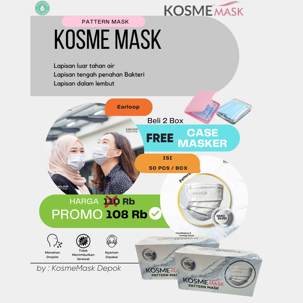 Jual Ms Glow - Kosme Mask Pattern Kosmemask Masker Kesehatan - 1 Box ...