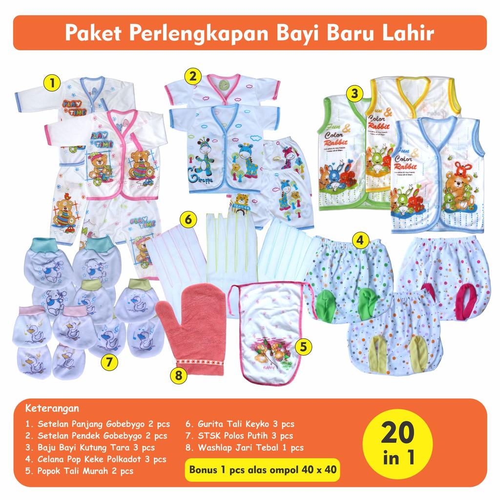 Jual Paket Perlengkapan Bayi Baru Lahir Hemat 20in1 Paket Ekonomis ...