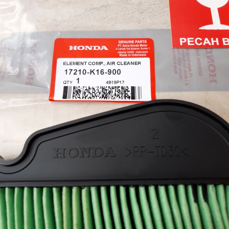 Jual Filter Udara Beat F1 Scoopy Original 17210-K16-900 | Shopee Indonesia
