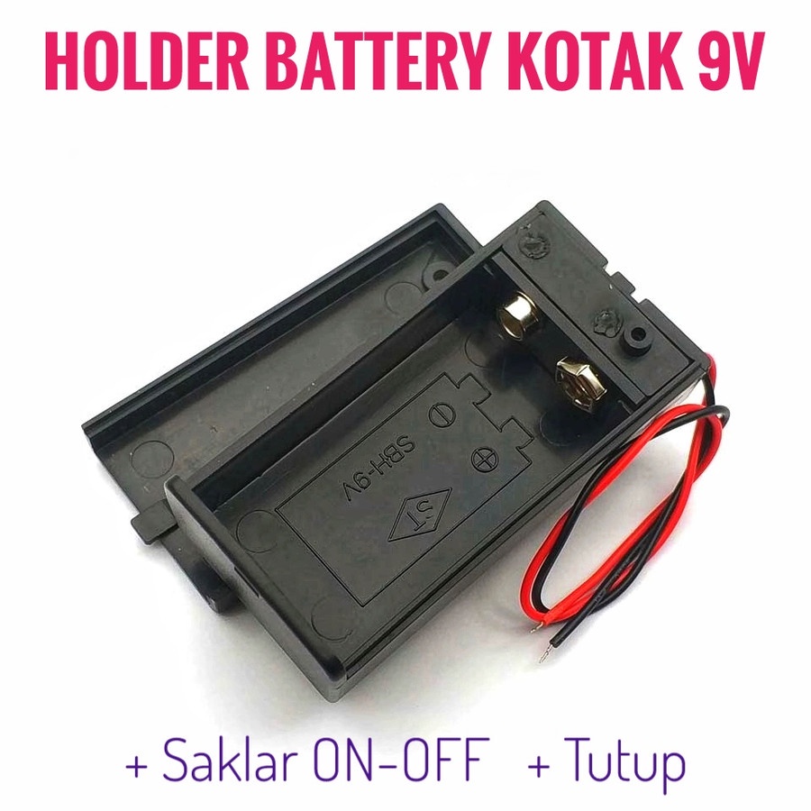 Jual Kotak Batre Tempat Baterai Tutup 9V Battery Holder dengan Saklar ...