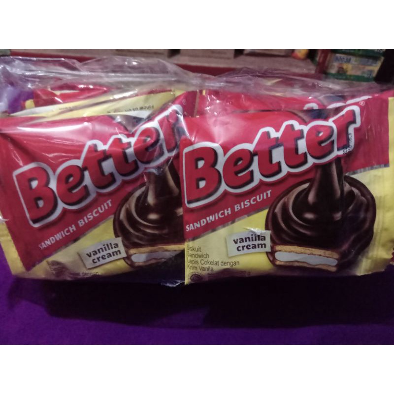 Jual Better sandwich biscuit vanilla cream (1 renteng isi 10 bks ...