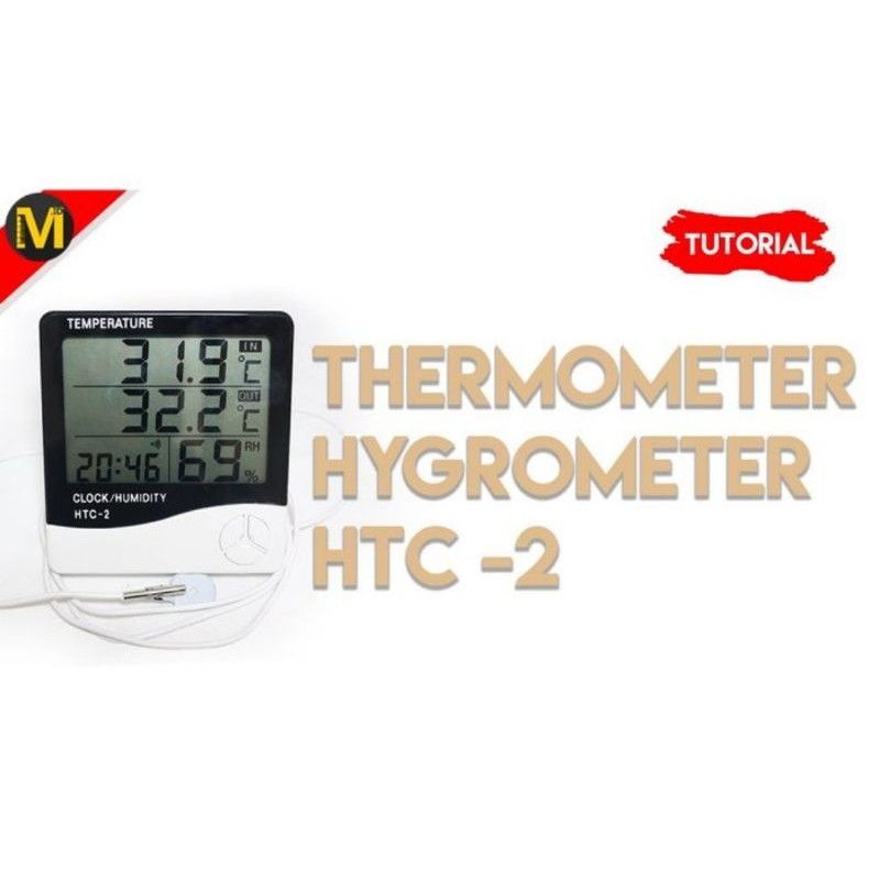 Jual Thermometer HTC-2 3 ROW DISPLAY HYGROMETER ruangan digital jam termometer IN OUT | Shopee ...