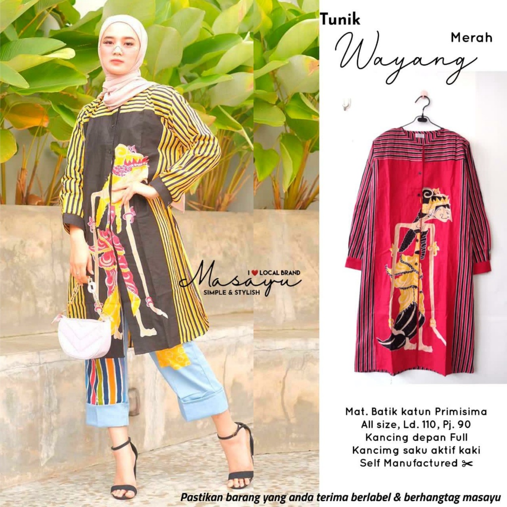 Jual Tunik Katun Wayang Baju Batik Kantoran Wanita Casual Formal ...