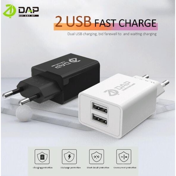 Jual Adaptor Charger Dual Port USB 2.4A DAP D-AT2 | Shopee Indonesia