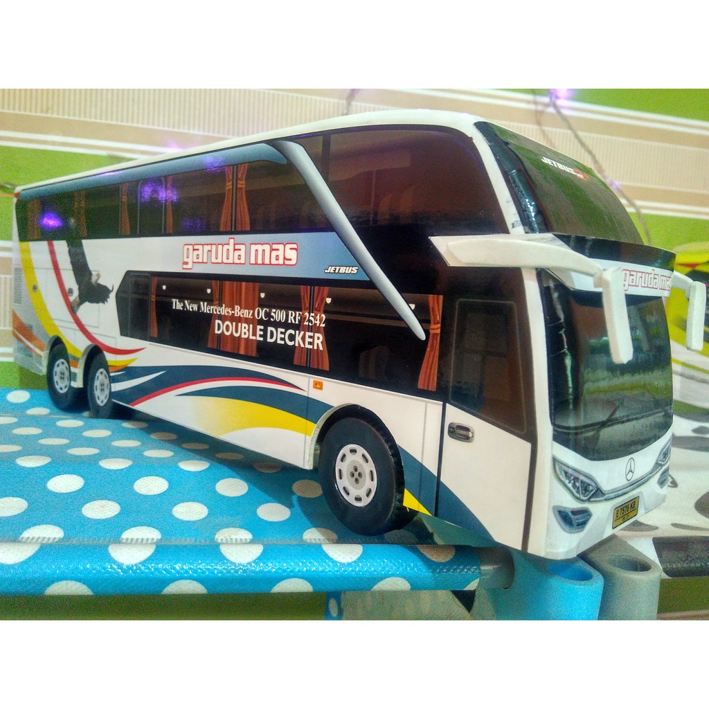 Jual Miniatur bus bis Garuda mas double decker | Shopee Indonesia