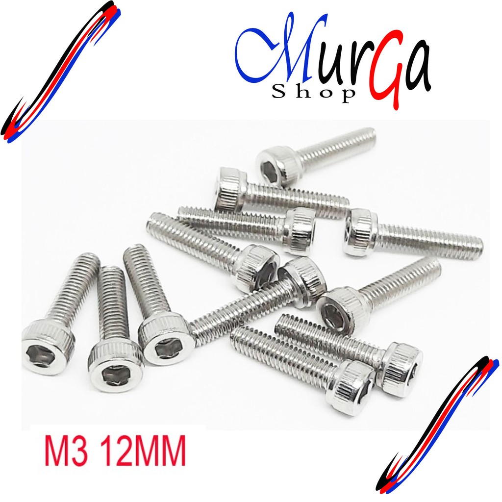 Jual BAUT HEXAGONAL M3 STAINLESS STEEL PANJANG 12MM | Shopee Indonesia