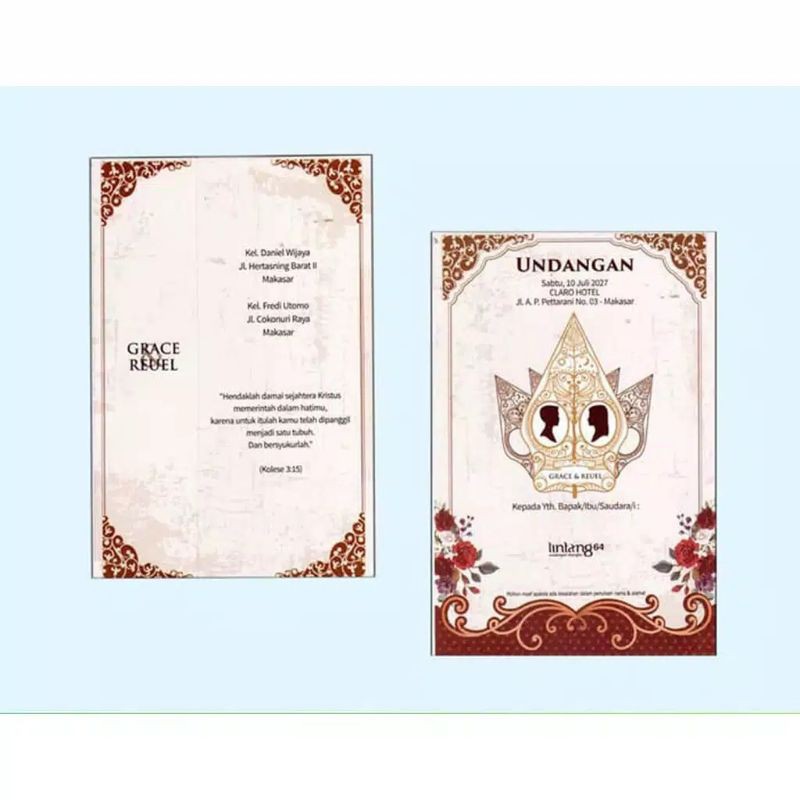 Jual Undangan pernikahan Motif wayang,klasik,murah Indonesia|Shopee ...