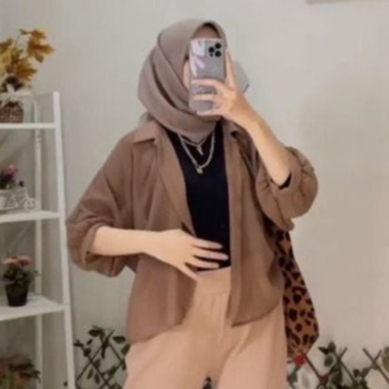 Jual BASIC OUTER|KEMEJA POLOS OUTER~KEMEJA BASIC OUTER| OUTER BATWING BASIC | Shopee Indonesia